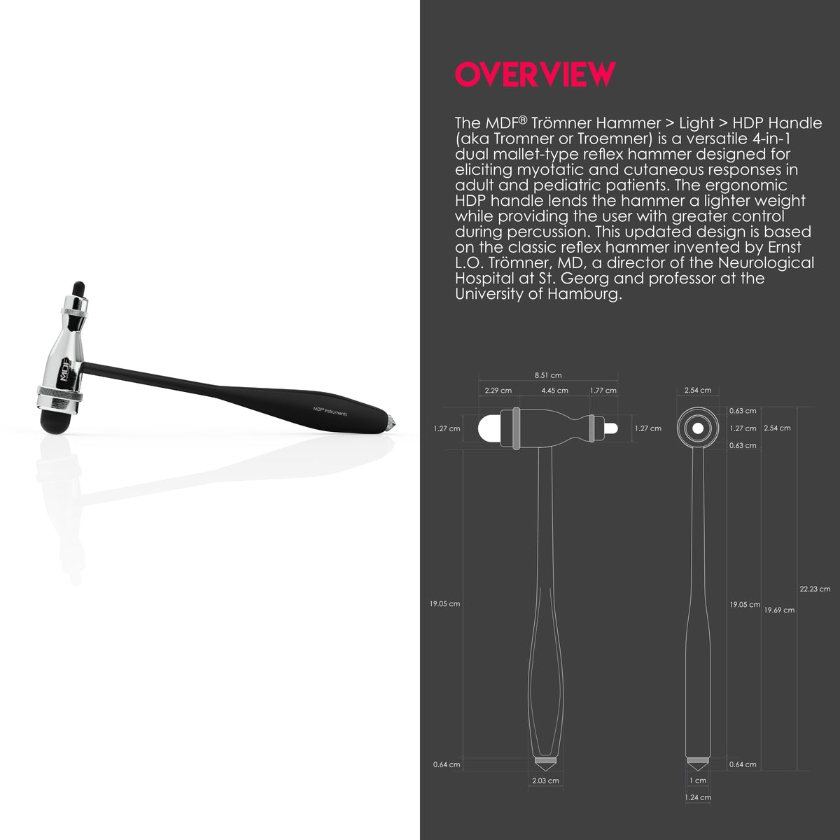 MDF® Tromner Neurological Reflex Hammer with Built-In Brush for Cutane ...